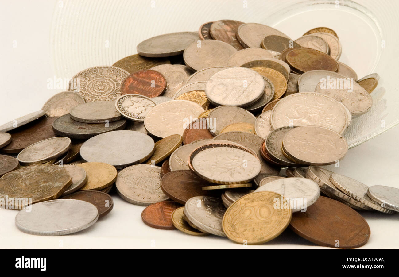 collection of old foreign coins Stock Photo - Alamy