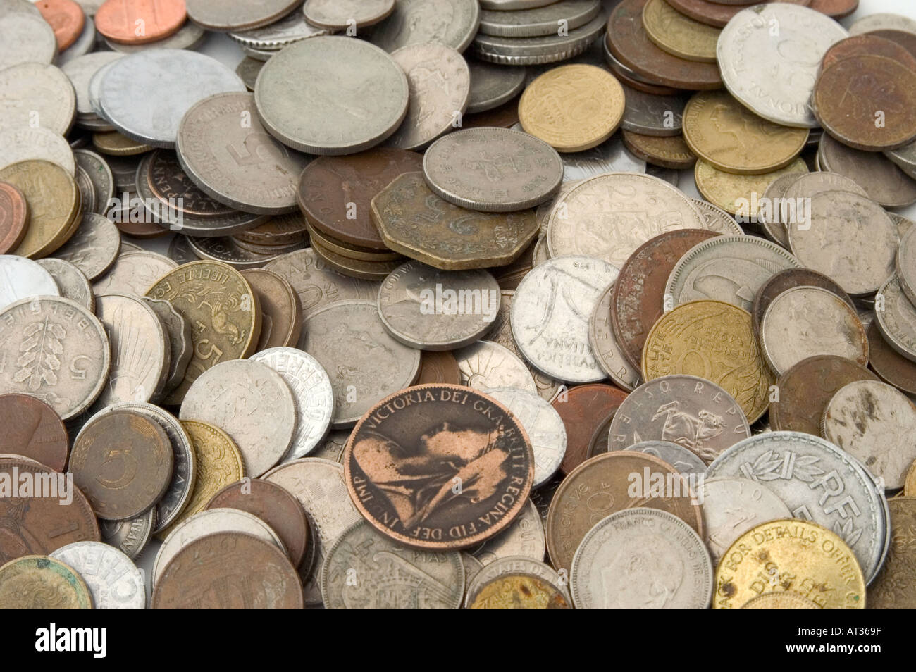 collection of old foreign coins Stock Photo - Alamy