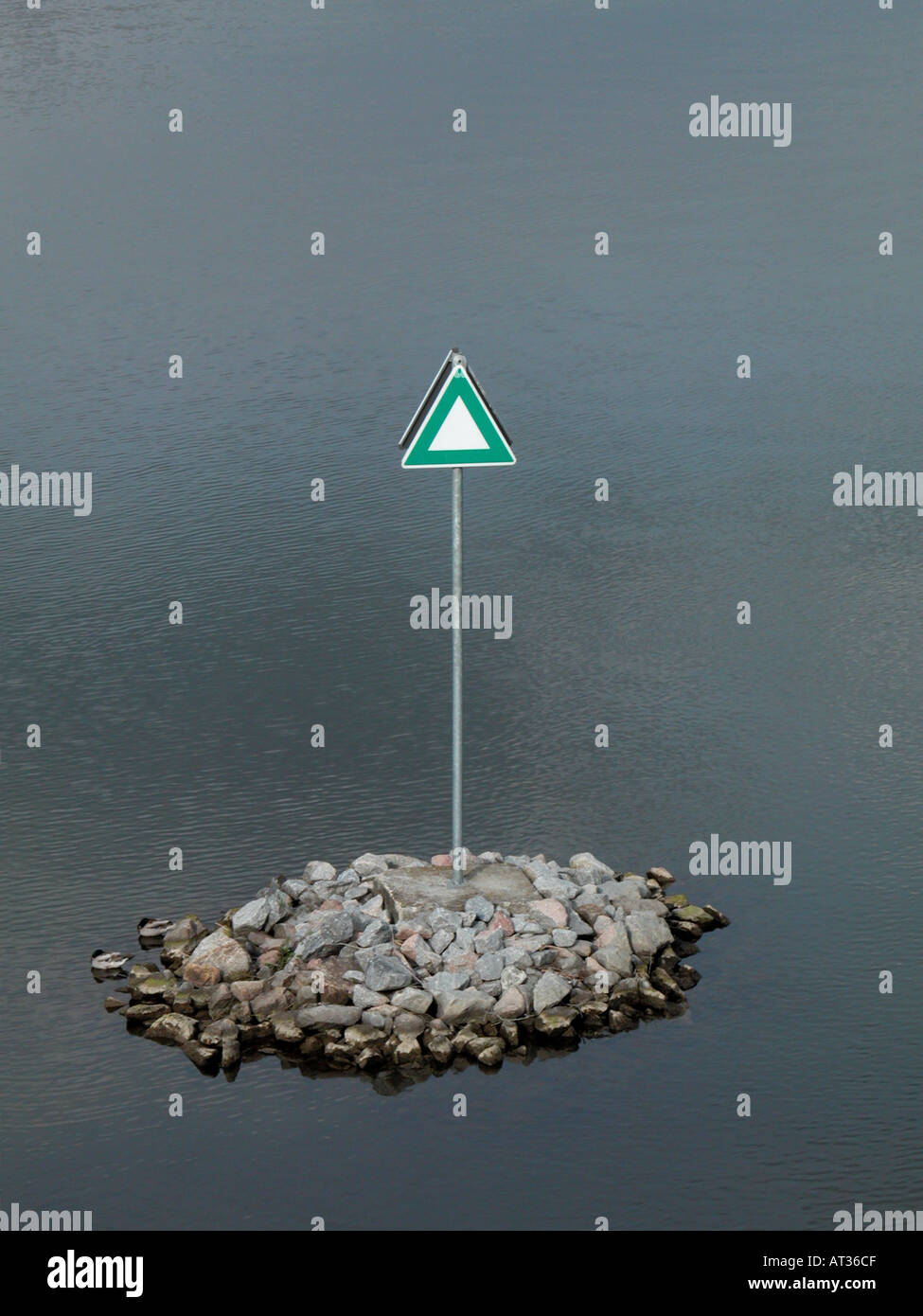 traffic sign in water SYMBOL Stock Photo - Alamy