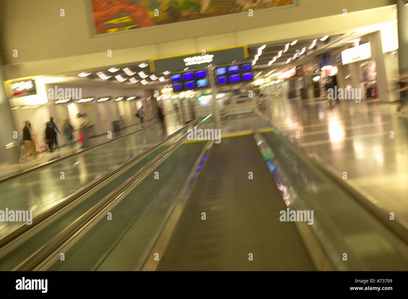 Moving Walkway in Airport Stock Photo - Alamy