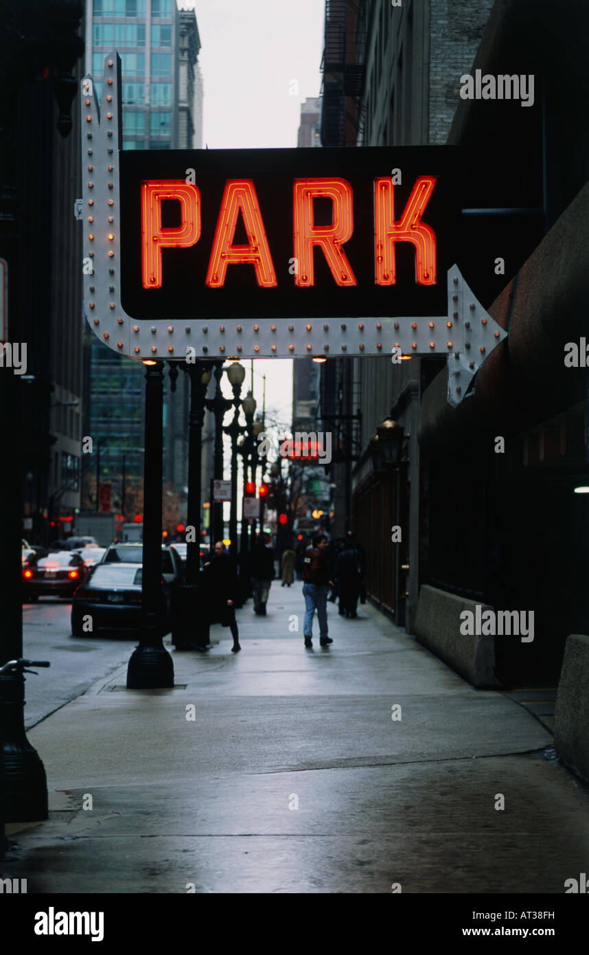 Sign neon parking arrow hi-res stock photography and images - Alamy