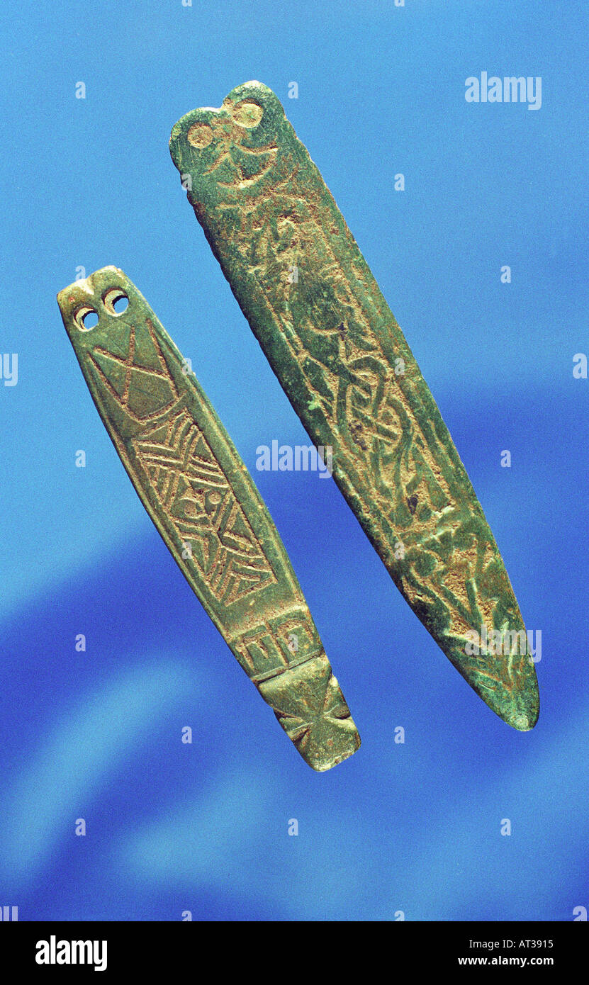 Anglo Saxon copper bronze Strapends with nice green patina. 9TH CENTURY ...