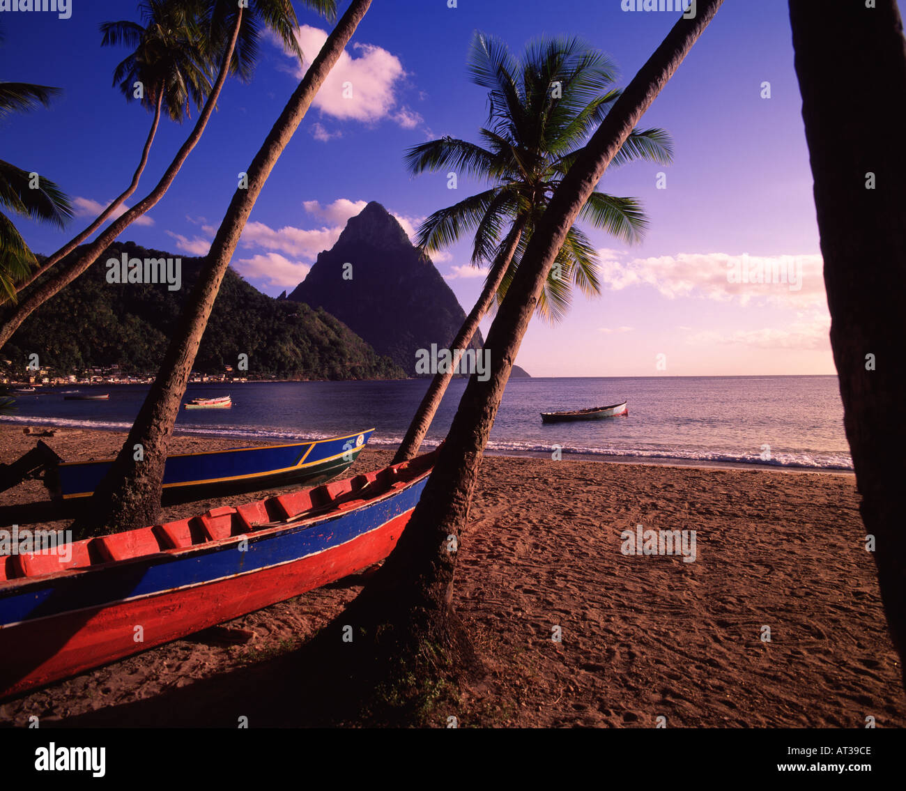 The Pitons tower over the island of St Lucia Stock Photo - Alamy