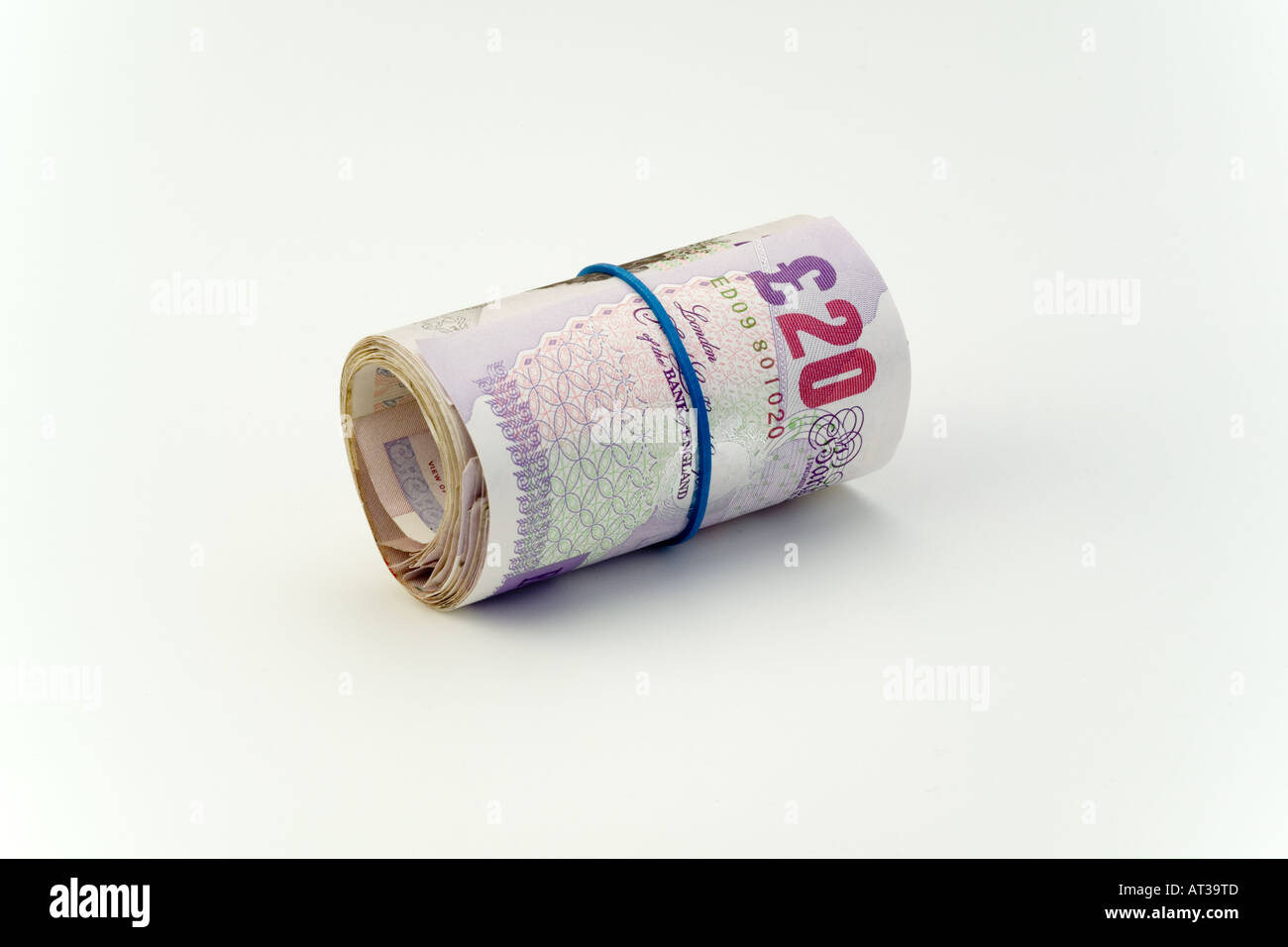 Roll of twenty pound notes UK Stock Photo - Alamy