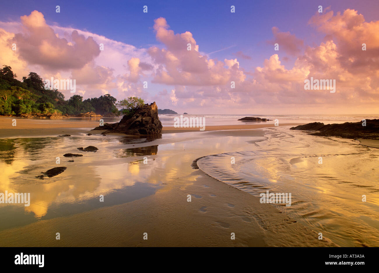 The Pacific ocean rolls onto the tropical beaches of Dominical in Costa ...