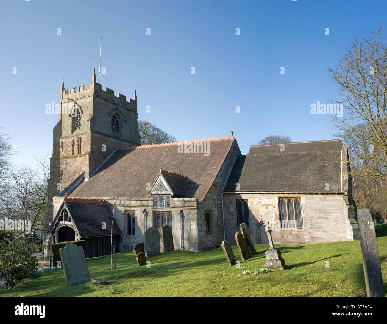 churchyard beoley church warwickshire midlands Stock Photo - Alamy