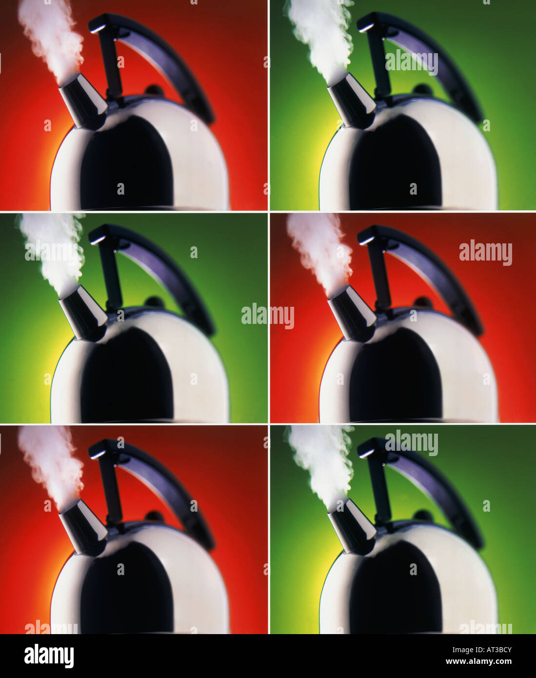 Kettles letting off steam, series Stock Photo - Alamy