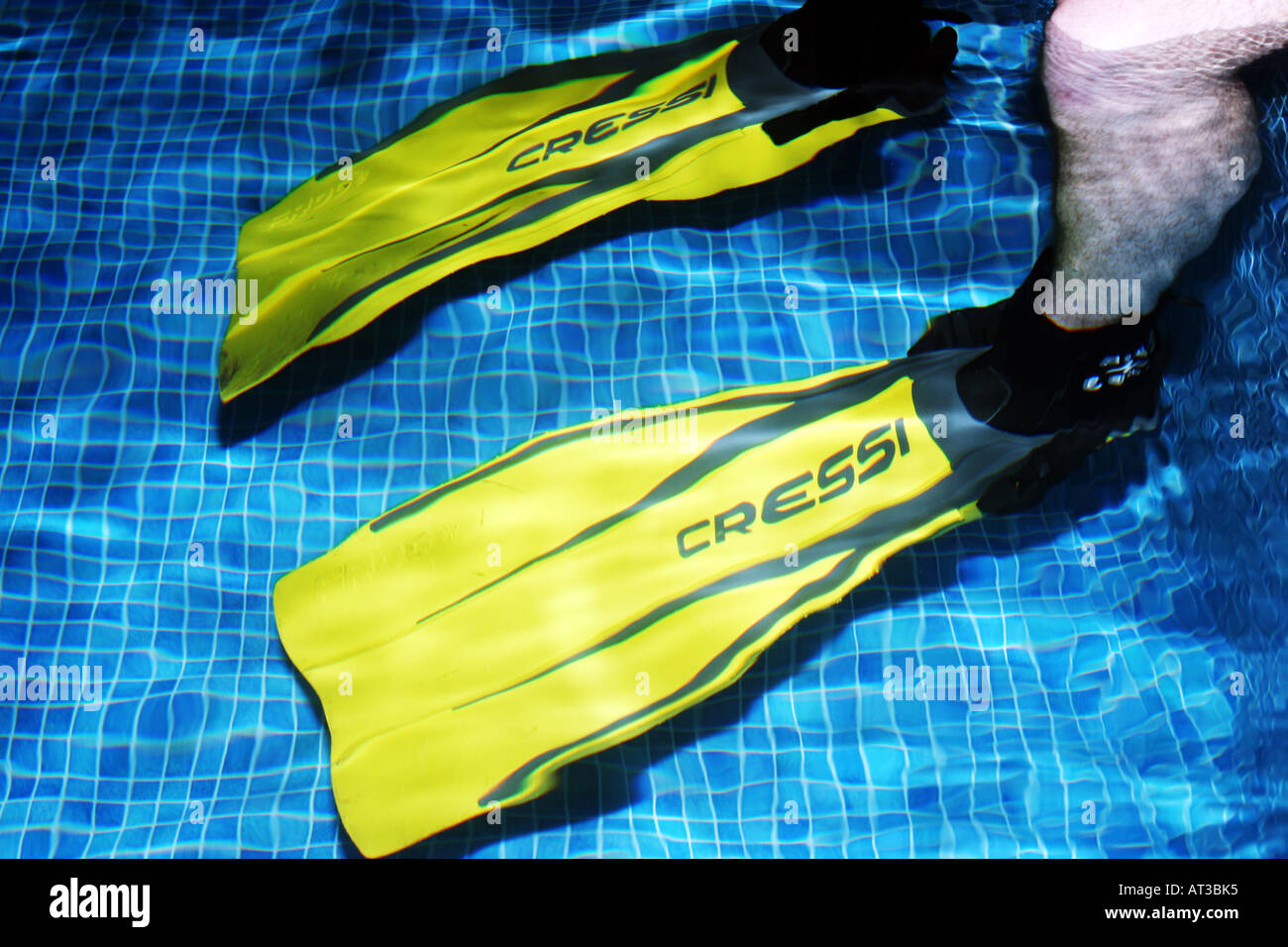 A pair of flippers during an indoor scuba diving course Stock Photo - Alamy