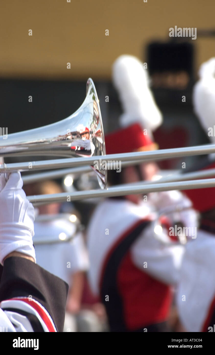 Trombone musicians marching in parade Stock Photo - Alamy