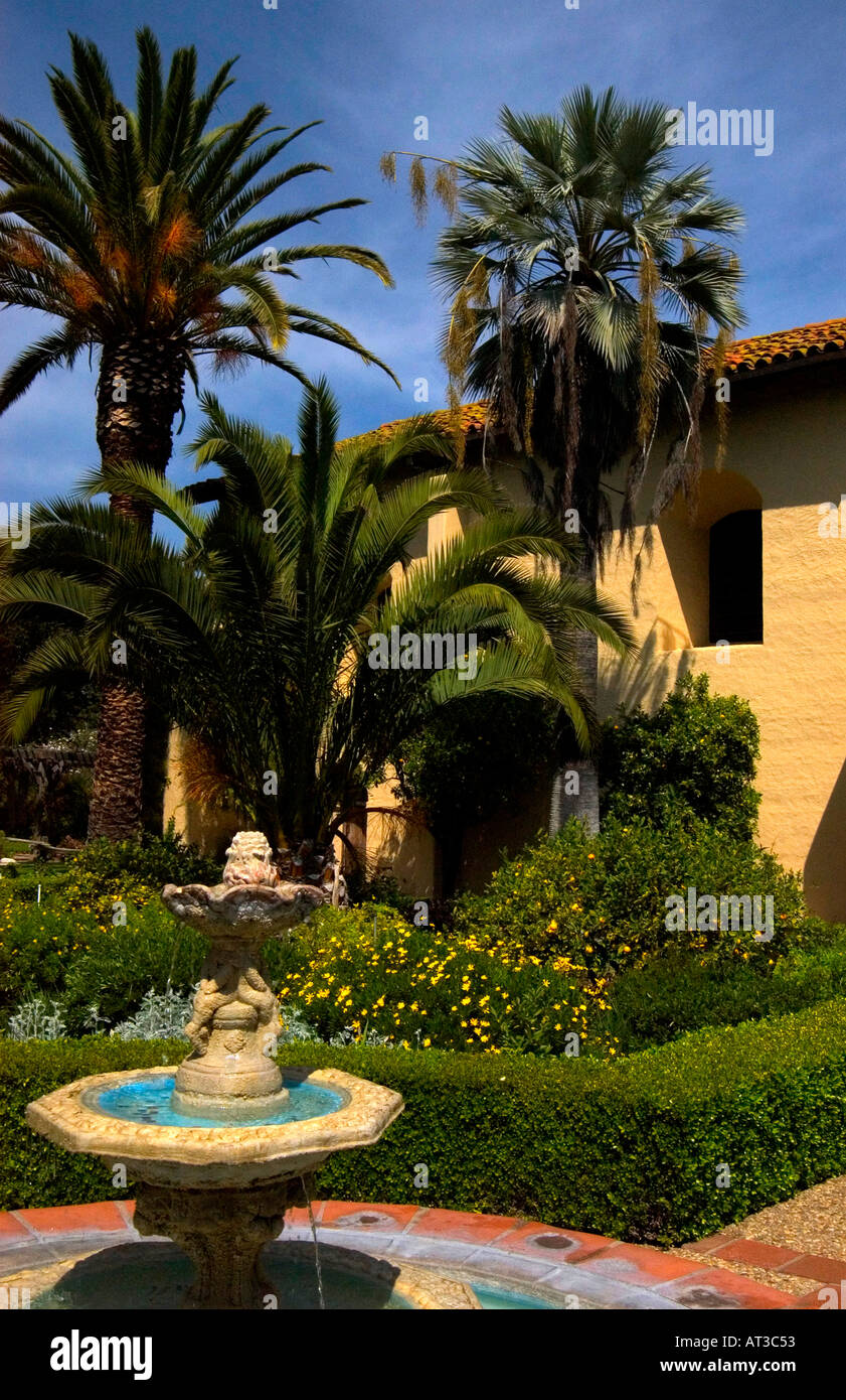 Formal garden at Santa Ines Spanish Mission still operating in Solvang ...