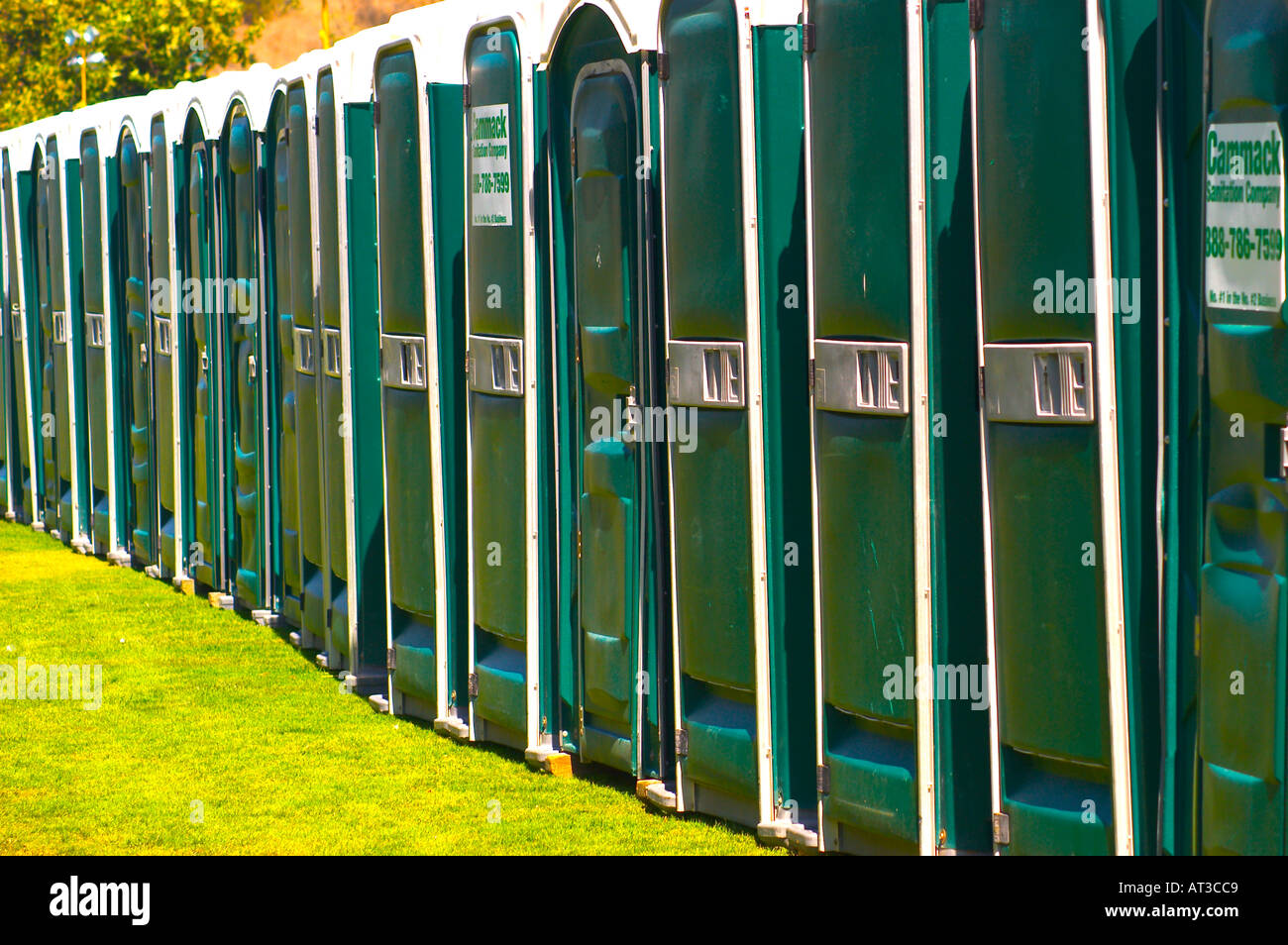 portable toilets in a row Stock Photo - Alamy