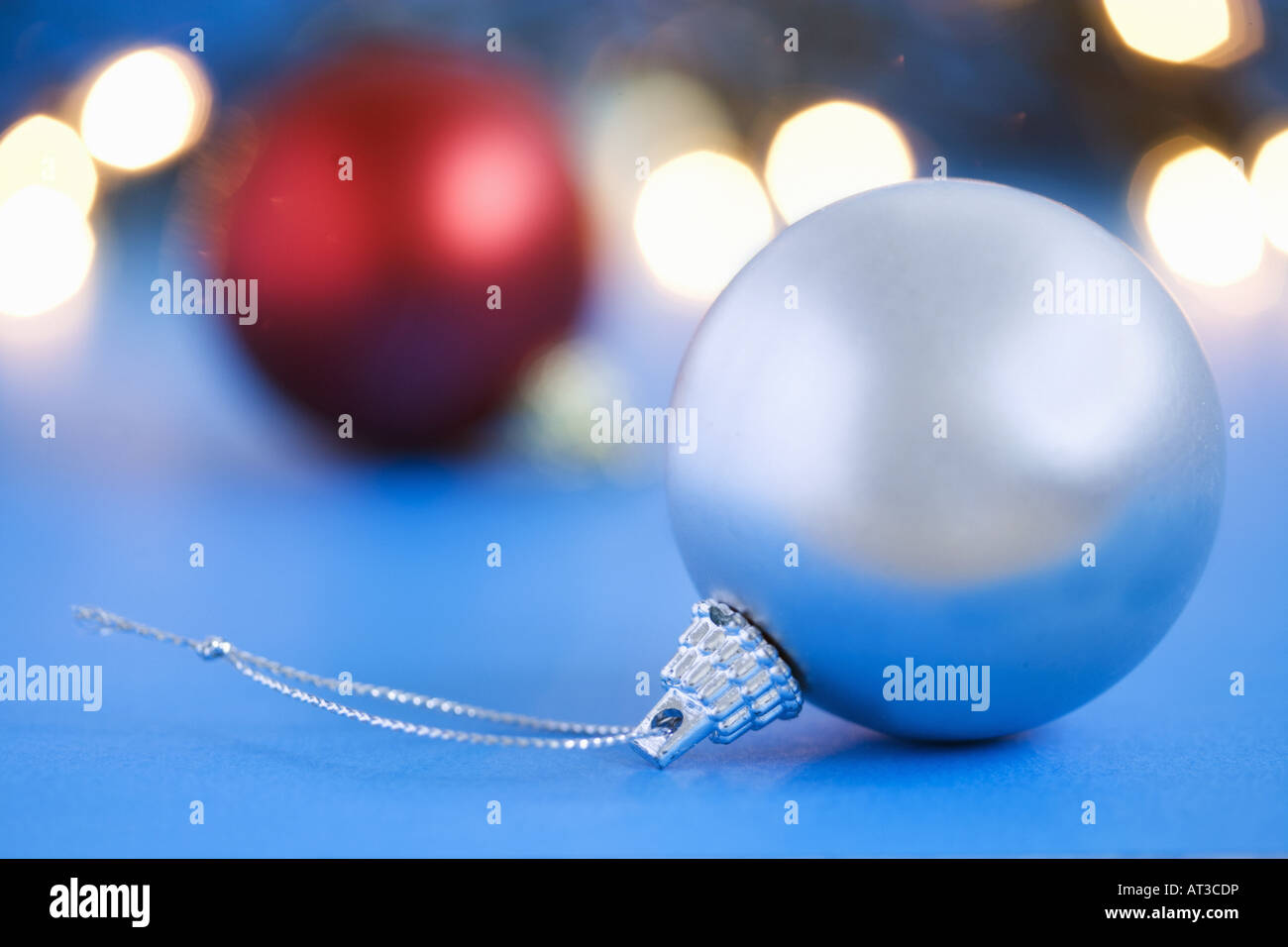 Silver and red baubles Stock Photo - Alamy