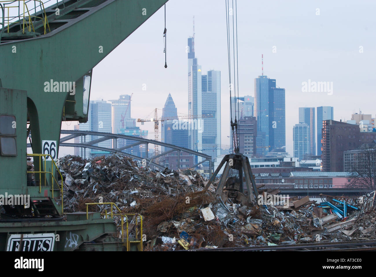 Scrap yard in the east harbor with heavy crane and the big money maker ...