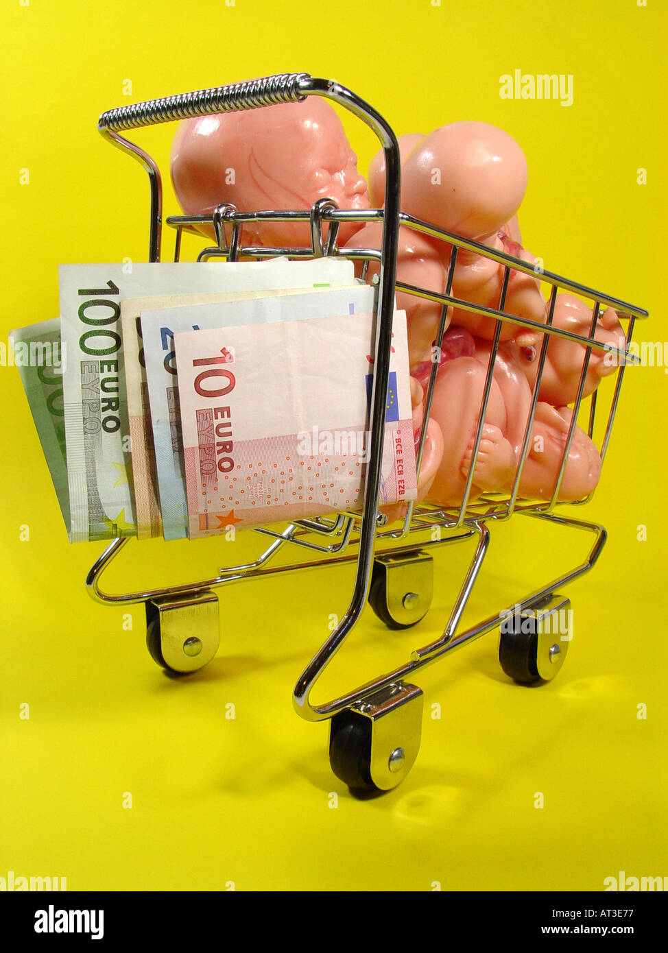 Embryo in the trolley as symbol for retort baby children on order main ...