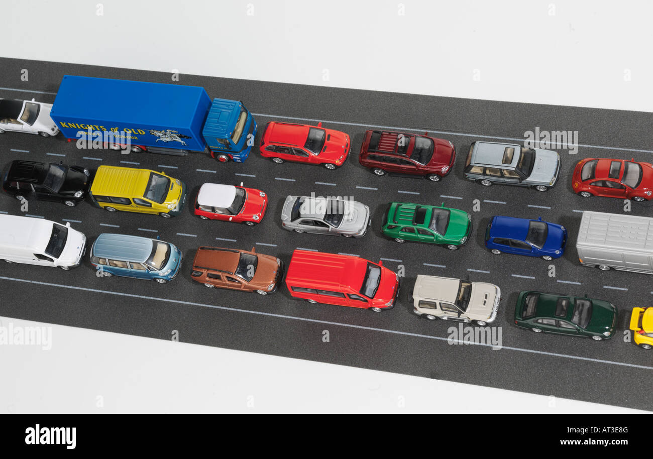 Model cars in a traffic jam, overhead view Stock Photo - Alamy
