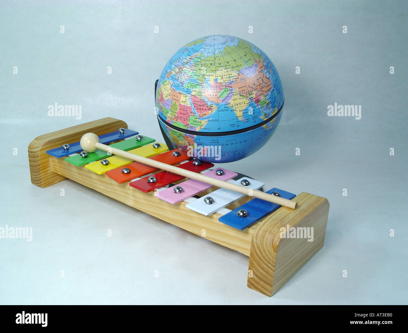 xylophone with a globe as symbol for the world of the music Stock Photo ...