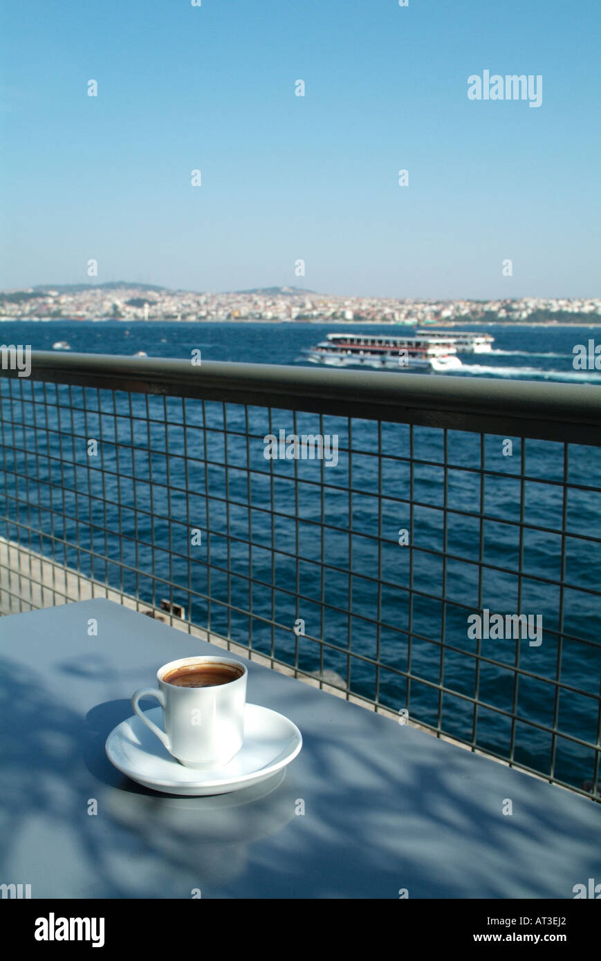 Turkish coffee and the View from the terrace restaurant of Istanbul ...