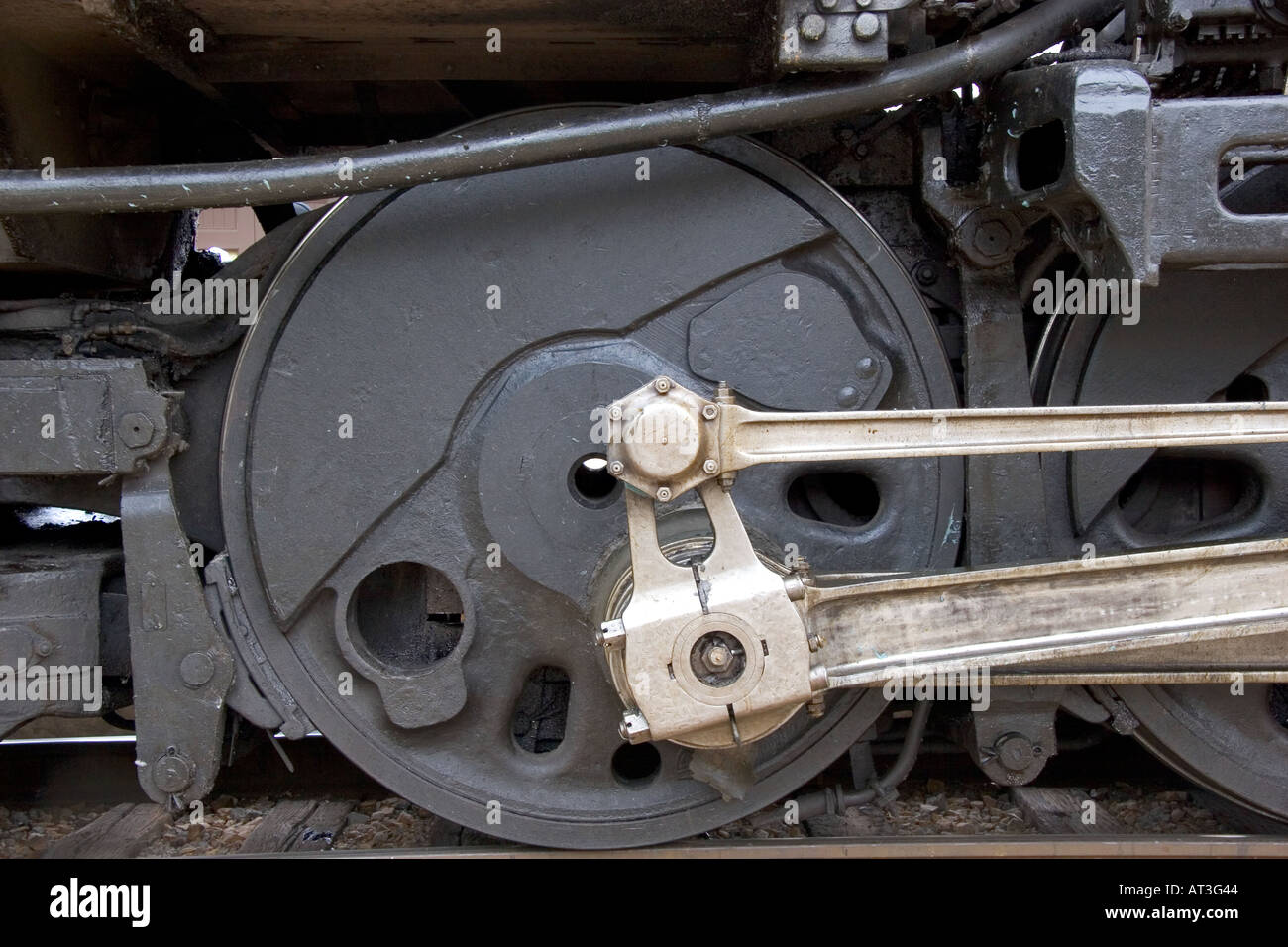 Close up detail view of a steam locomotive drive wheel Stock Photo - Alamy
