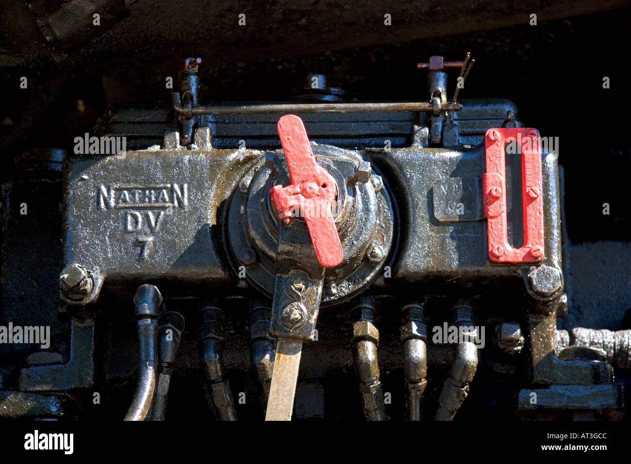 Close up detail of Historic Challenger locomotive steam engine during ...