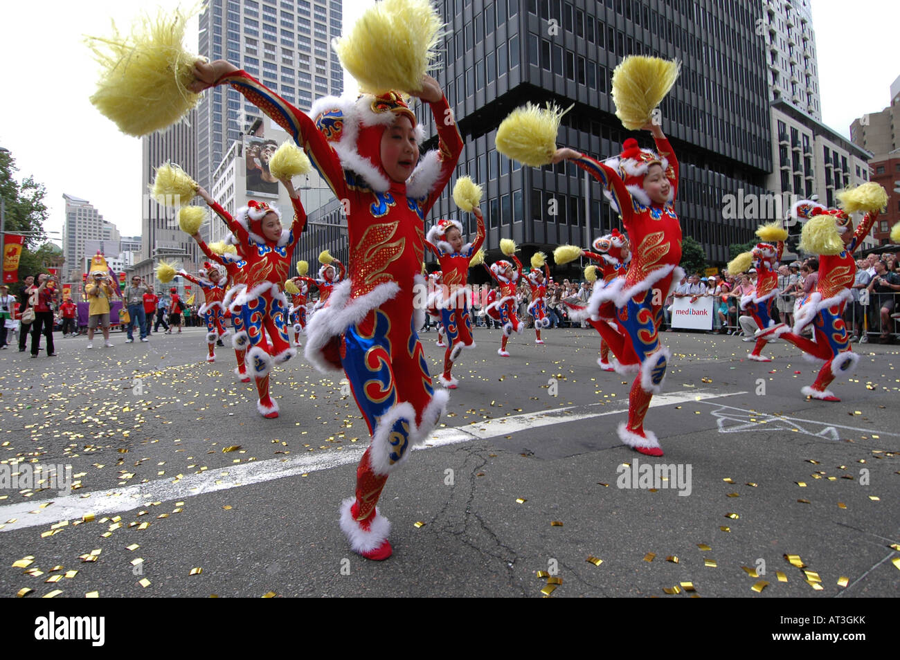 performers in Chinese New Year street parade Stock Photo - Alamy