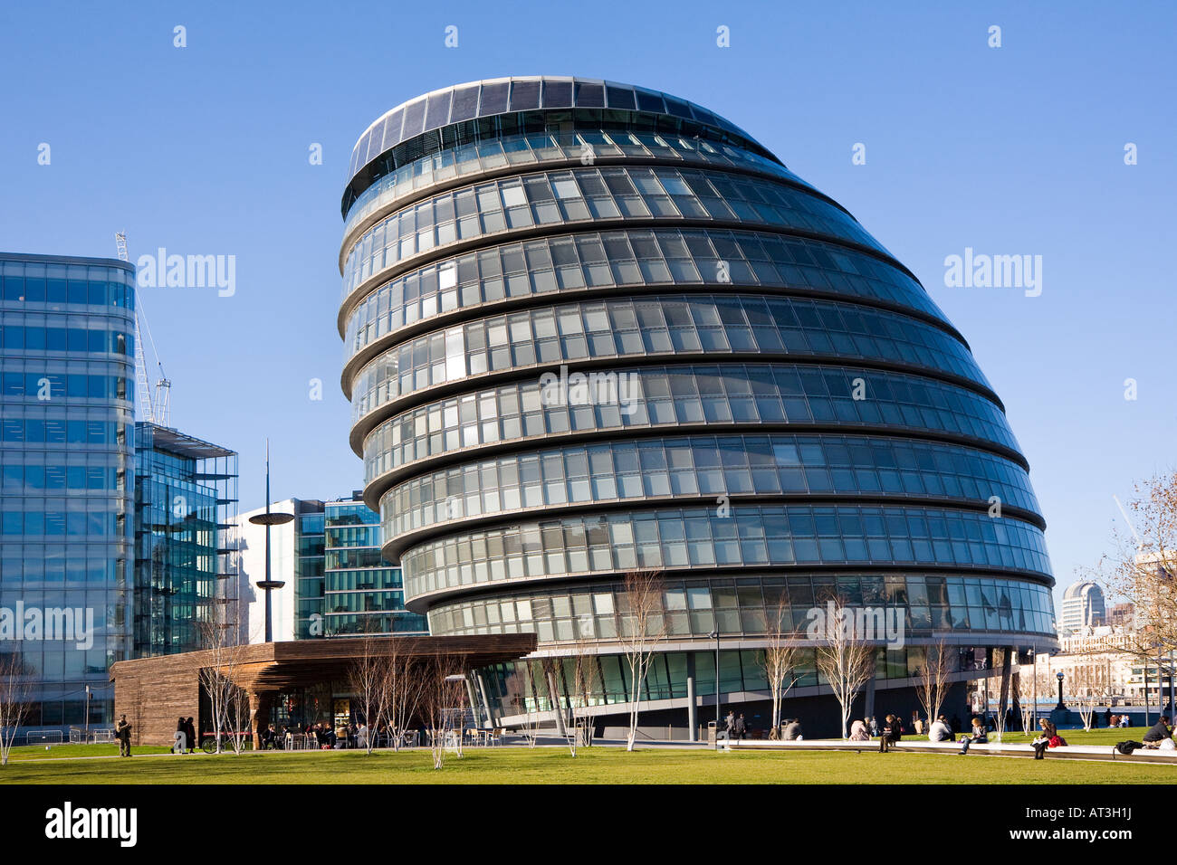 Curved landmark building City Hall London Westminster designed by Stock ...