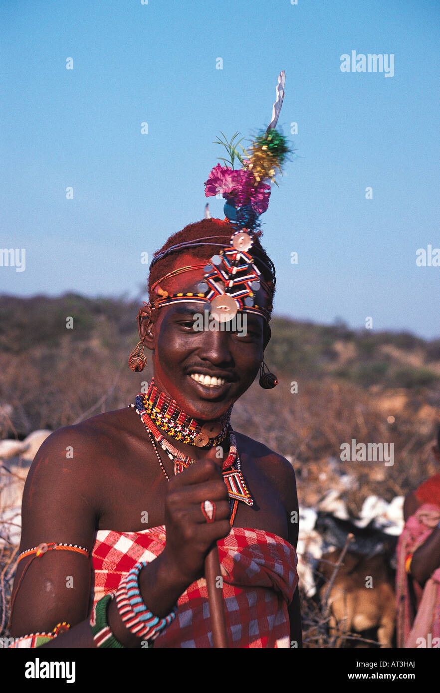 Smiling portrait of the Best Man at traditional Samburu Wedding near ...