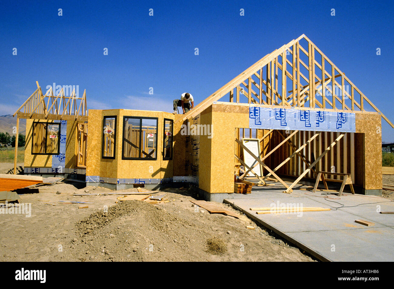 Construction worker building a new home in Boise, Idaho Stock Photo - Alamy