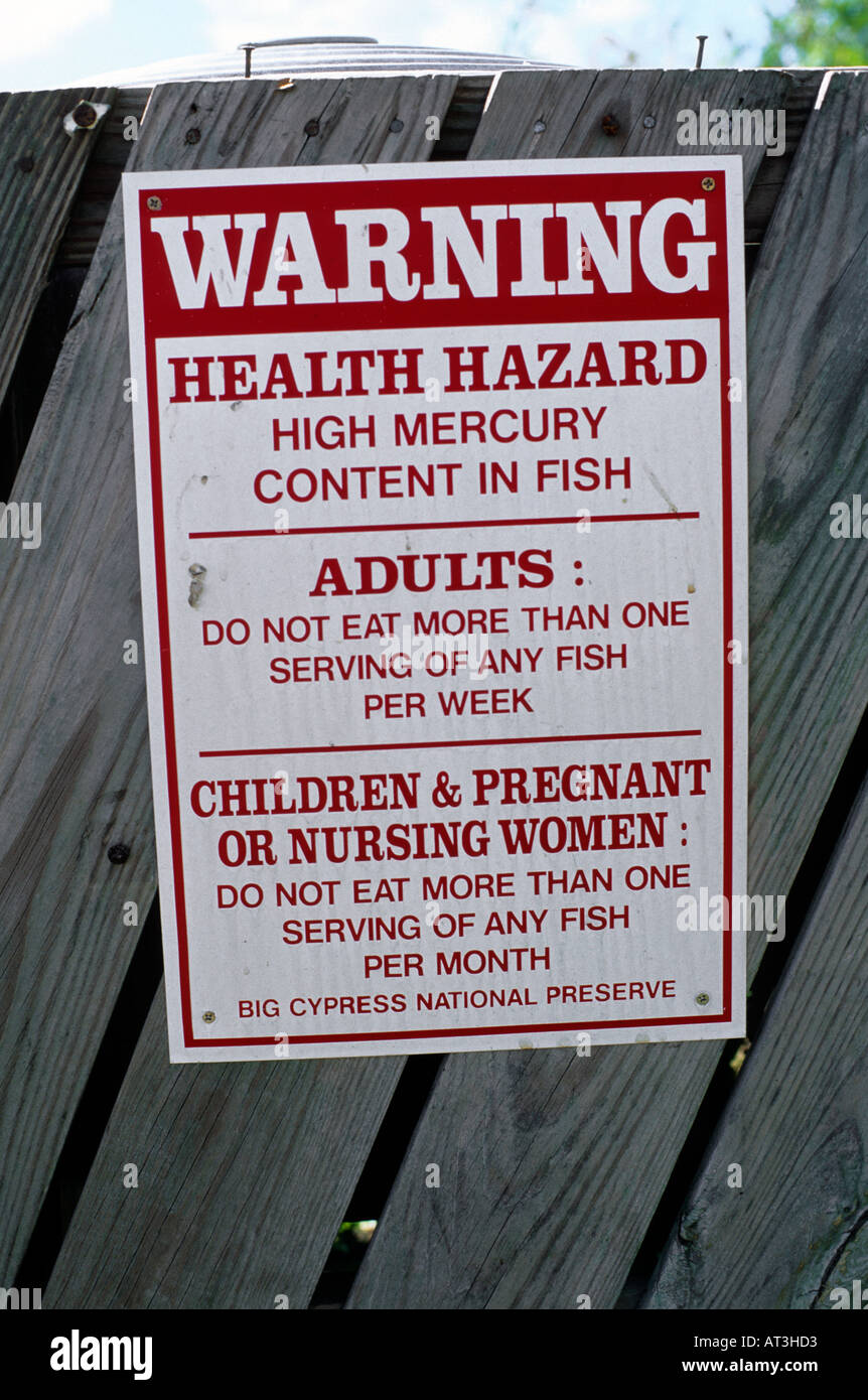 Mercury health warning sign in Florida Stock Photo - Alamy