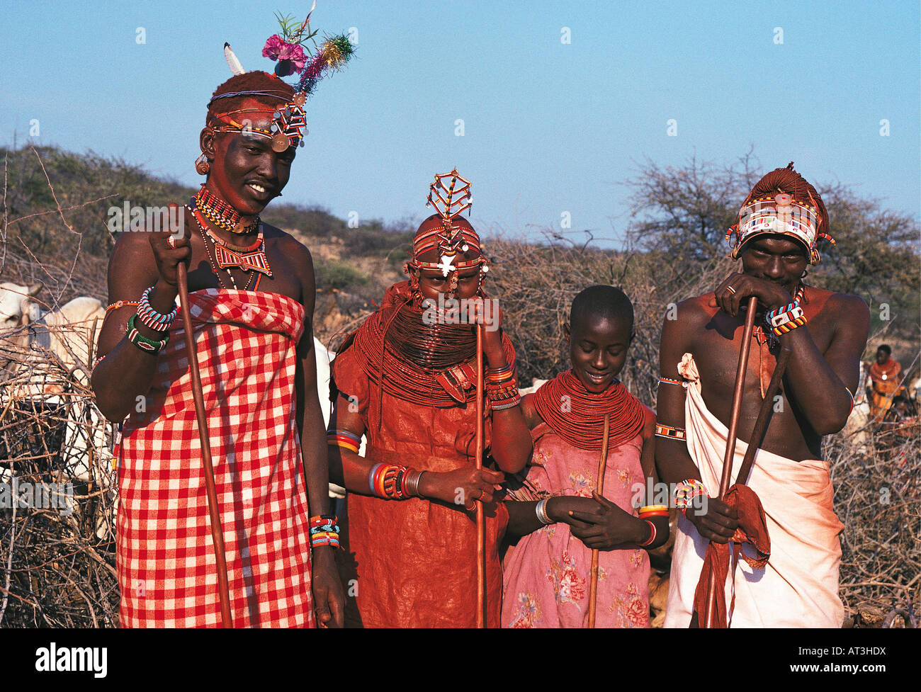Samburu traditional Wedding Left to right Best man Bride Bridesmaid ...