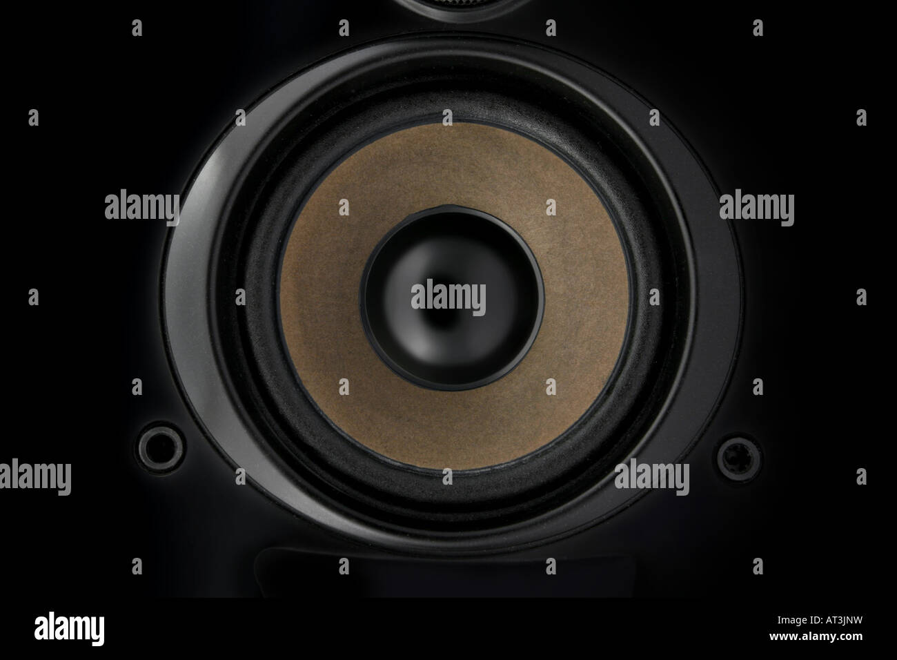 Mid-range speaker, close-up, isolated on black, low key Stock Photo - Alamy