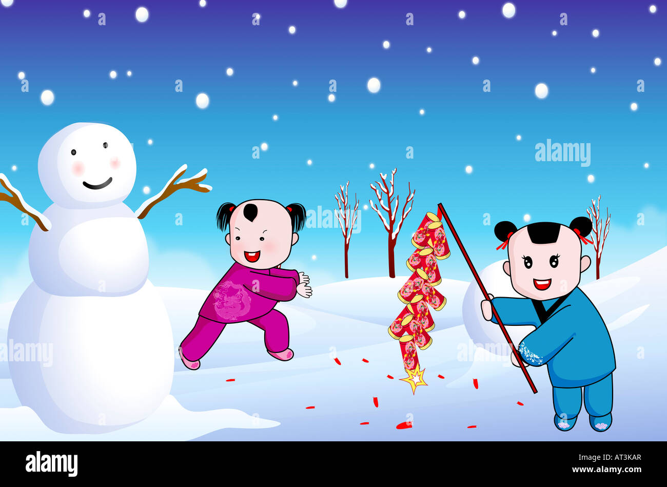 Kids setting fireworks Stock Photo - Alamy