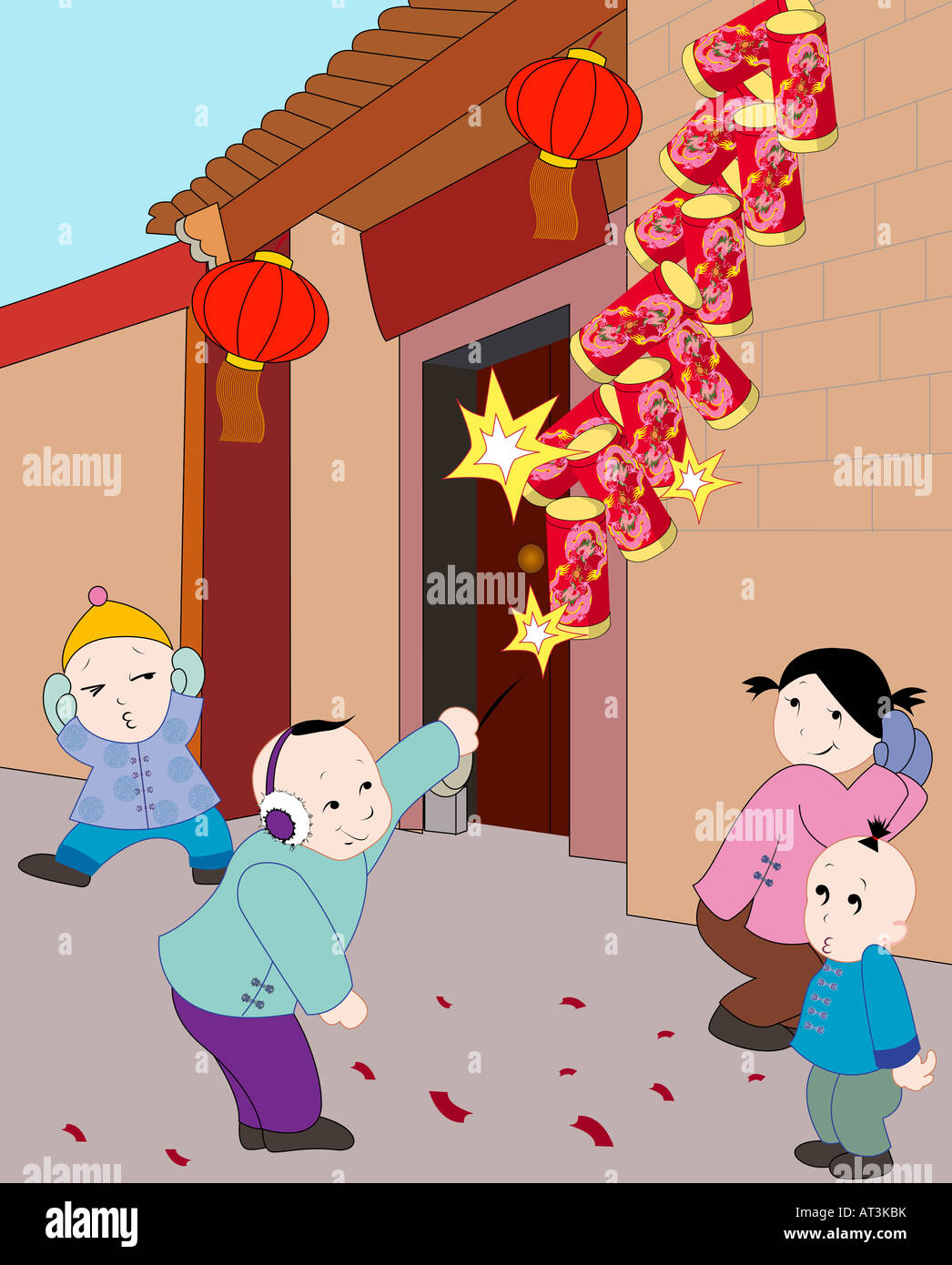 Kids setting fireworks Stock Photo - Alamy