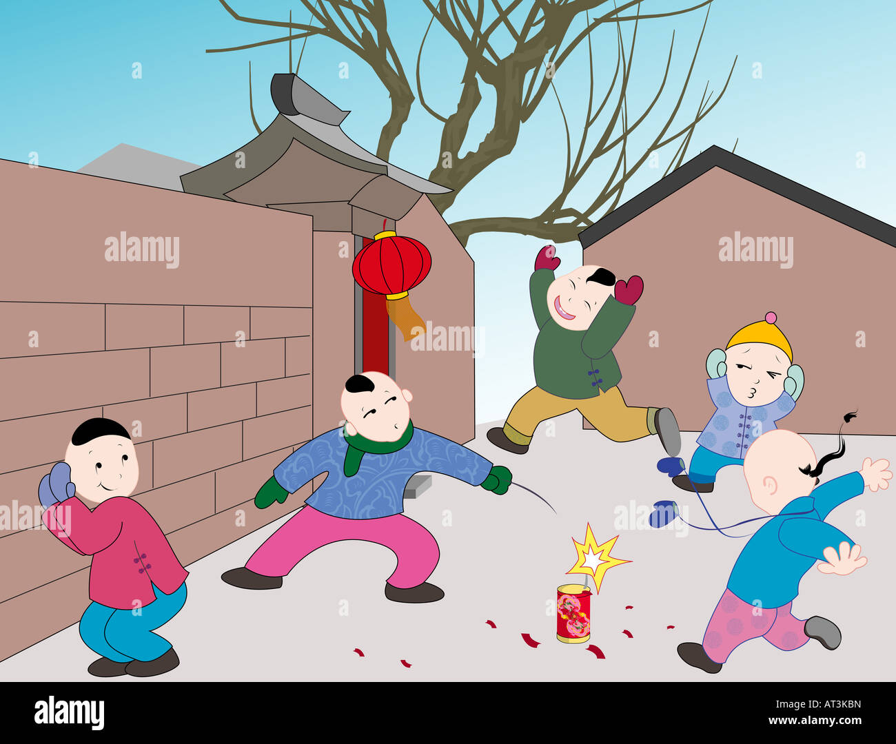 Kids setting fireworks Stock Photo - Alamy