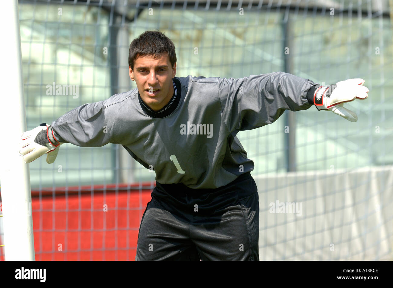 Goalkeeper lining up wall Stock Photo - Alamy