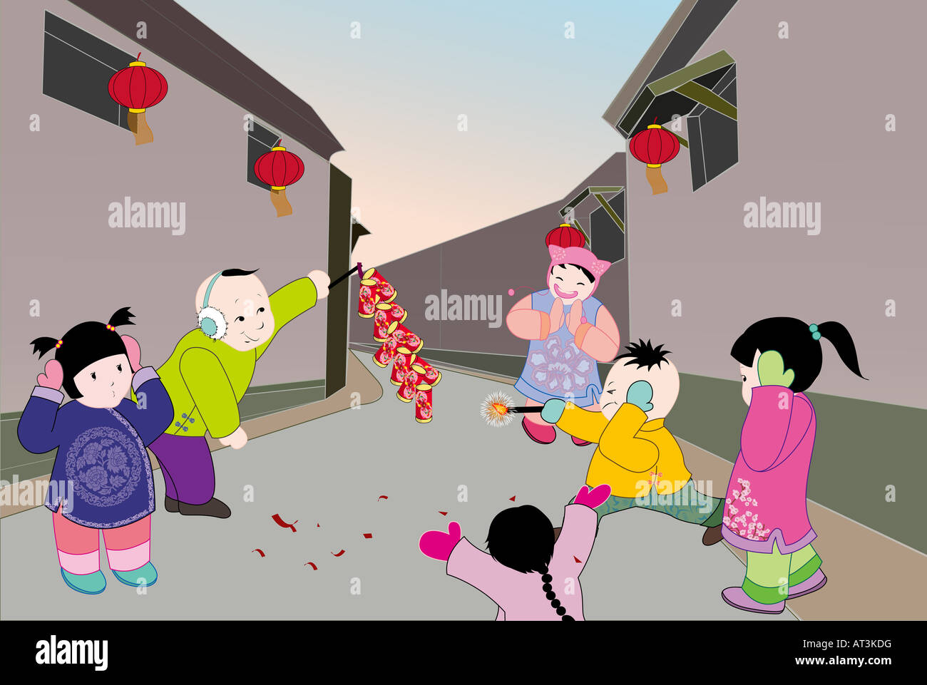 Kids setting fireworks Stock Photo - Alamy