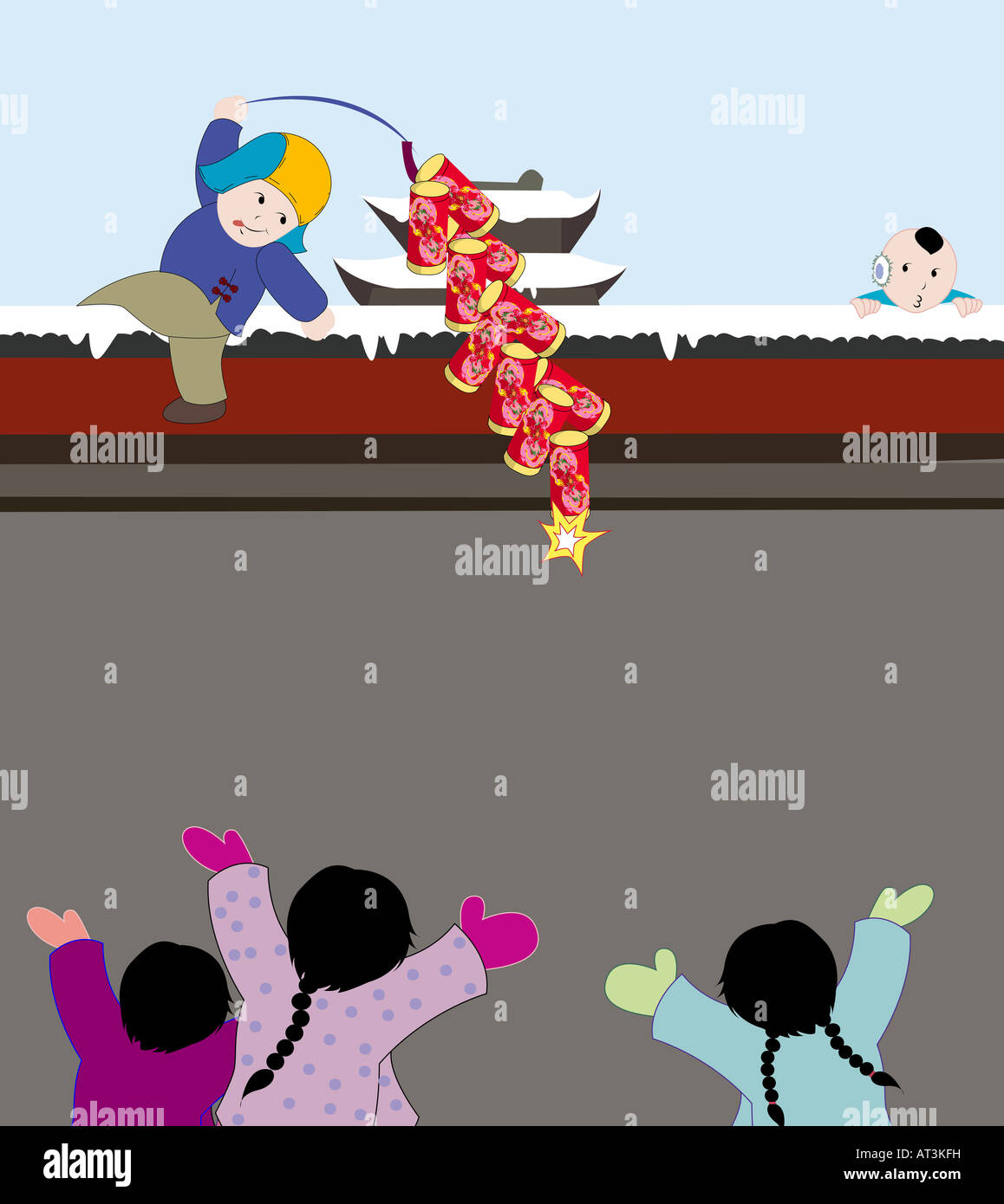 Kids setting fireworks Stock Photo - Alamy