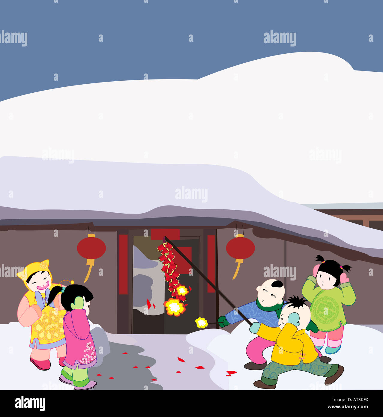 Kids setting fireworks Stock Photo - Alamy