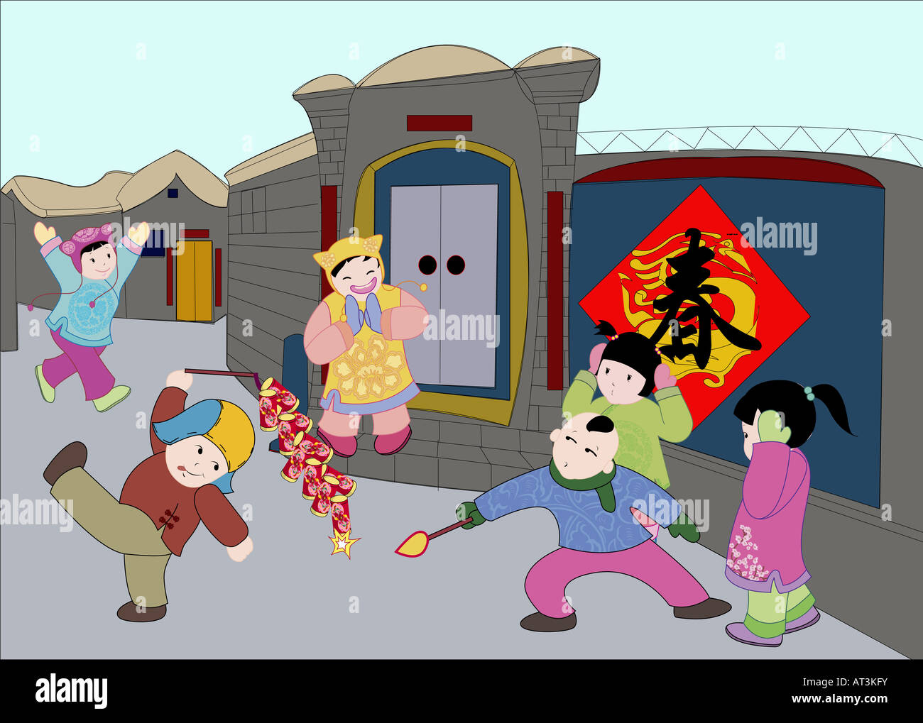 Kids setting fireworks Stock Photo - Alamy