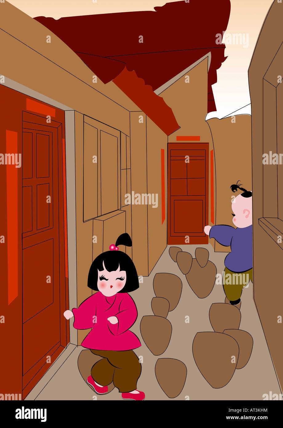 Kids celebrating Spring Festival Stock Photo - Alamy