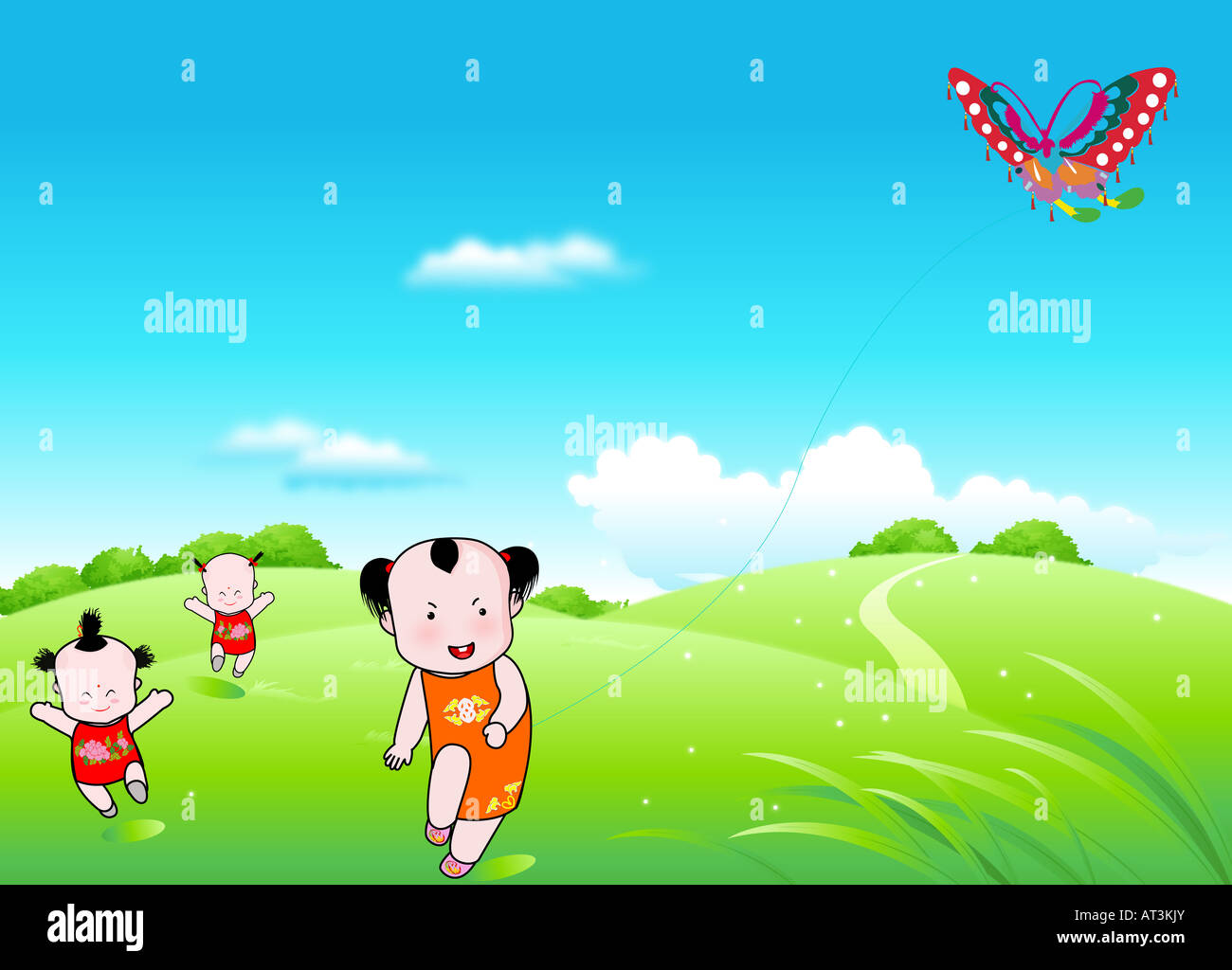 Kids celebrating Spring Festival Stock Photo - Alamy