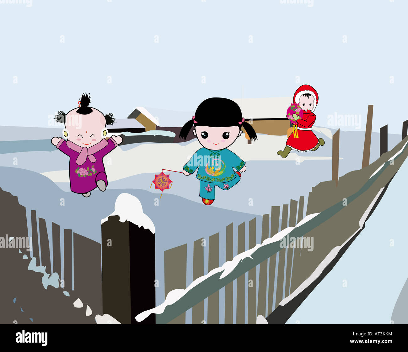 Kids celebrating Spring Festival Stock Photo - Alamy