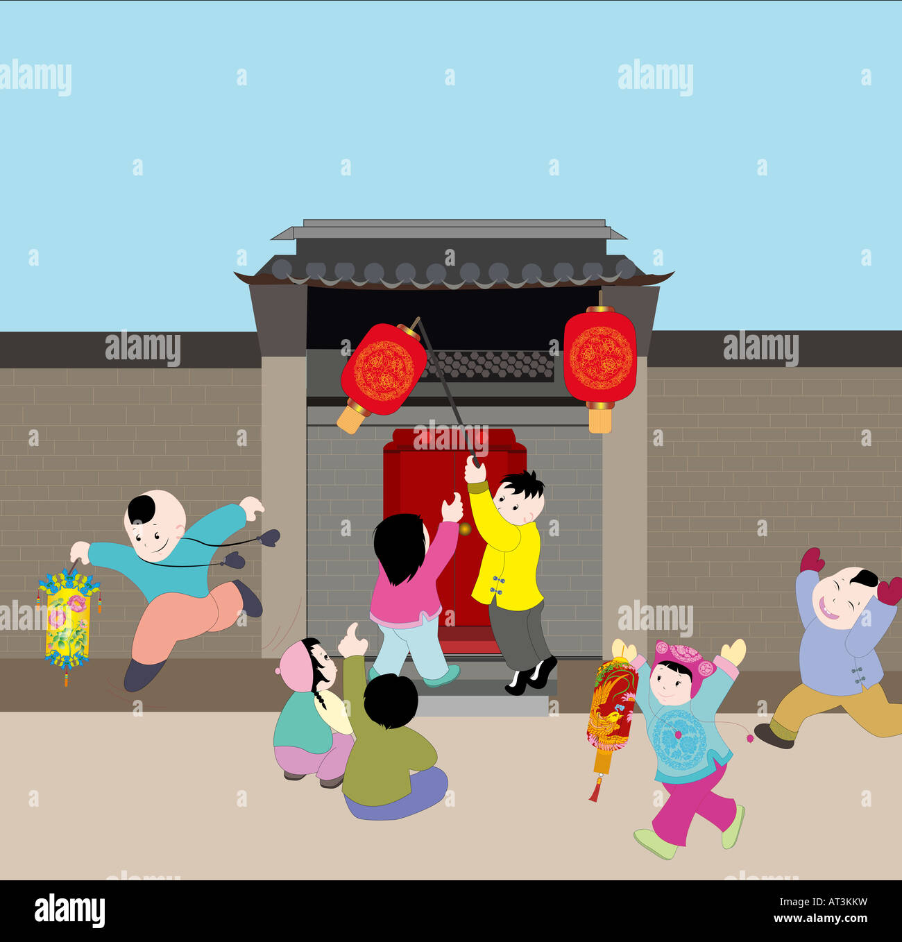 Kids celebrating Spring Festival Stock Photo - Alamy