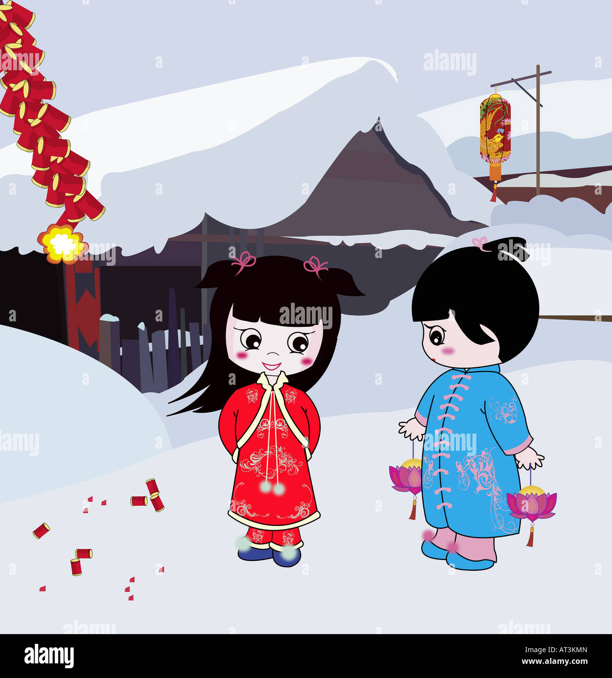 Kids celebrating Spring Festival Stock Photo - Alamy