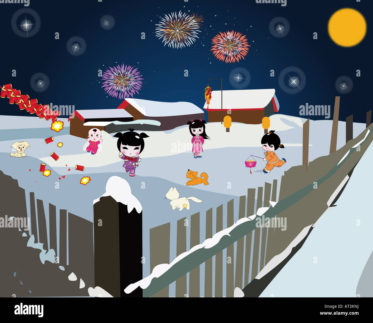 Kids celebrating Spring Festival Stock Photo - Alamy