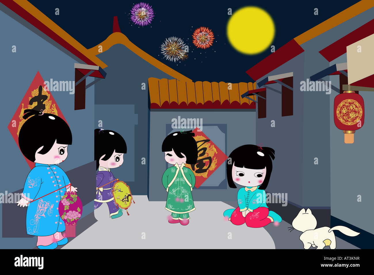 Kids celebrating Spring Festival Stock Photo - Alamy