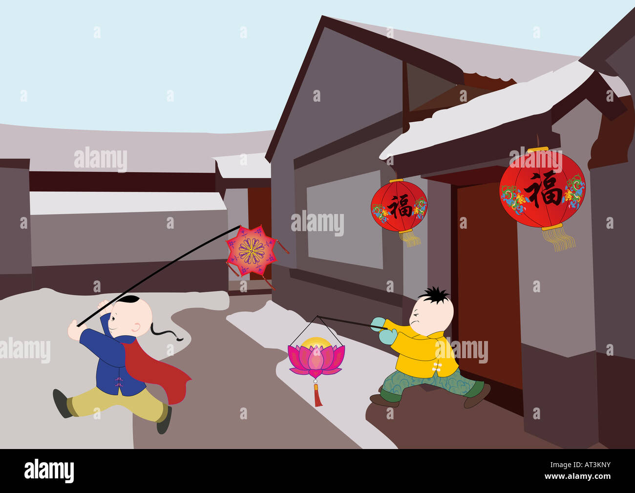 Kids celebrating Spring Festival Stock Photo - Alamy