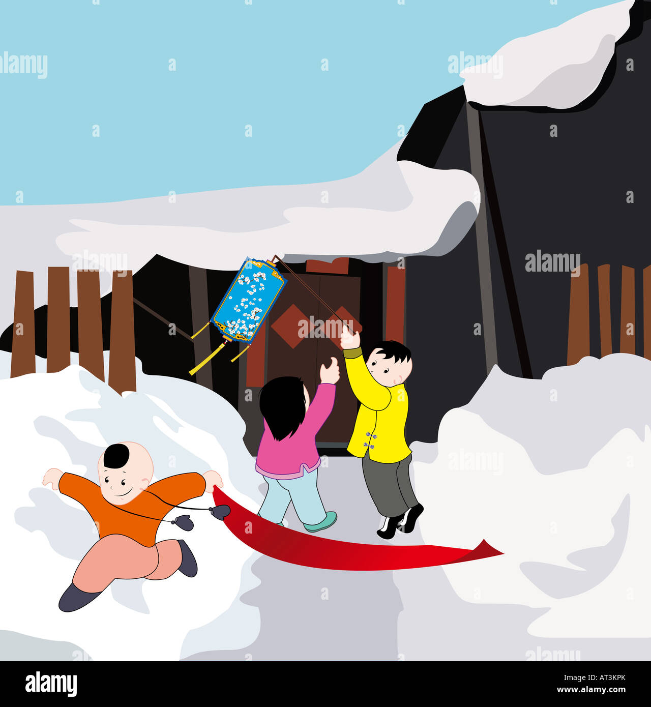 Kids celebrating Spring Festival Stock Photo - Alamy