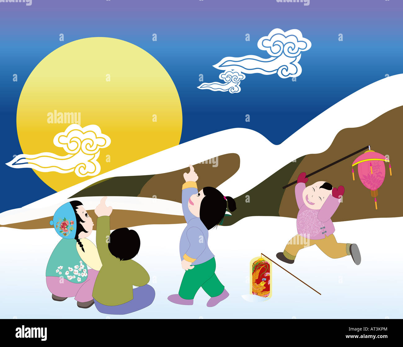 Kids celebrating Spring Festival Stock Photo - Alamy