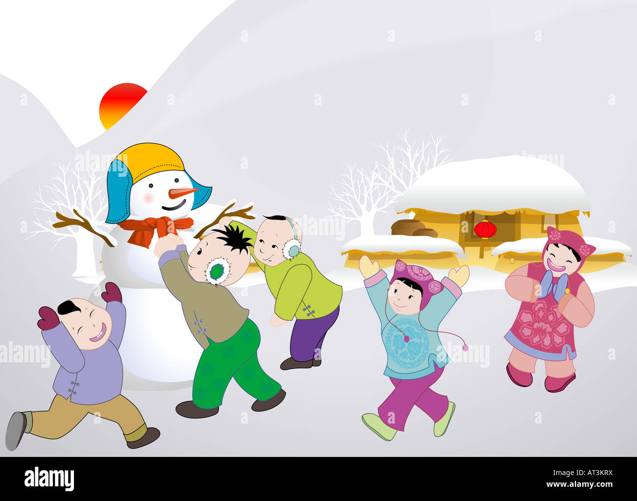 Kids celebrating Spring Festival Stock Photo - Alamy