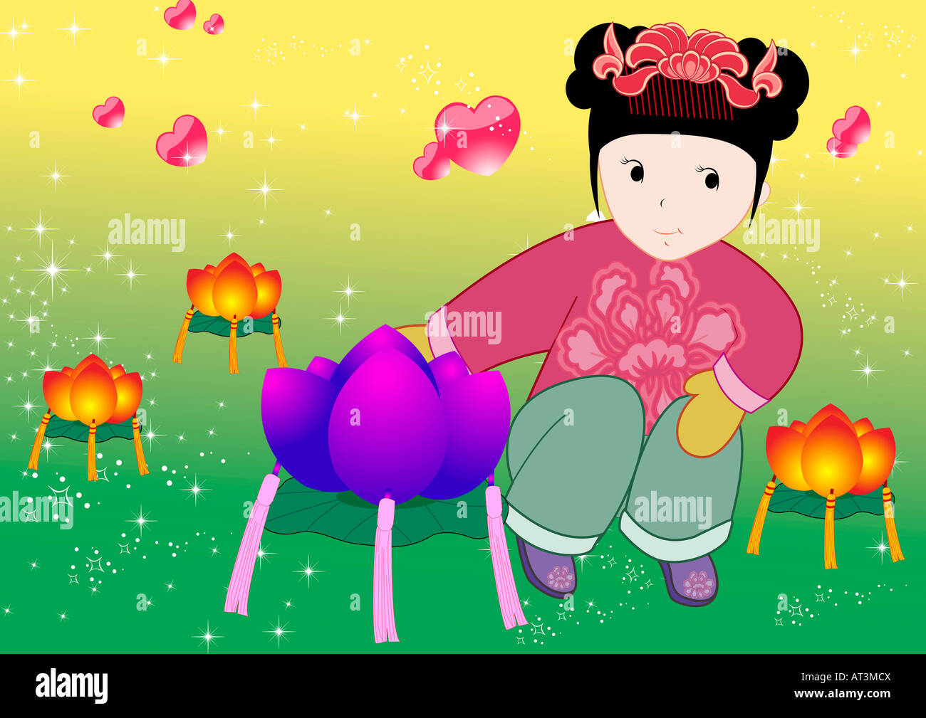Kids celebrating Spring Festival Stock Photo - Alamy